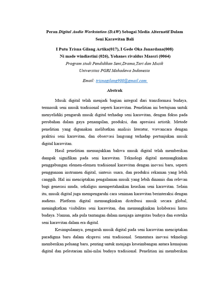 Peran DAW dalam Seni Karawitan Bali | PDF