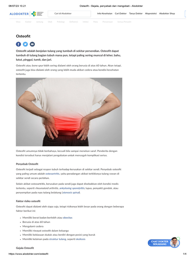 Osteofit - Gejala, Penyebab Dan Mengobati - Alodokter | PDF
