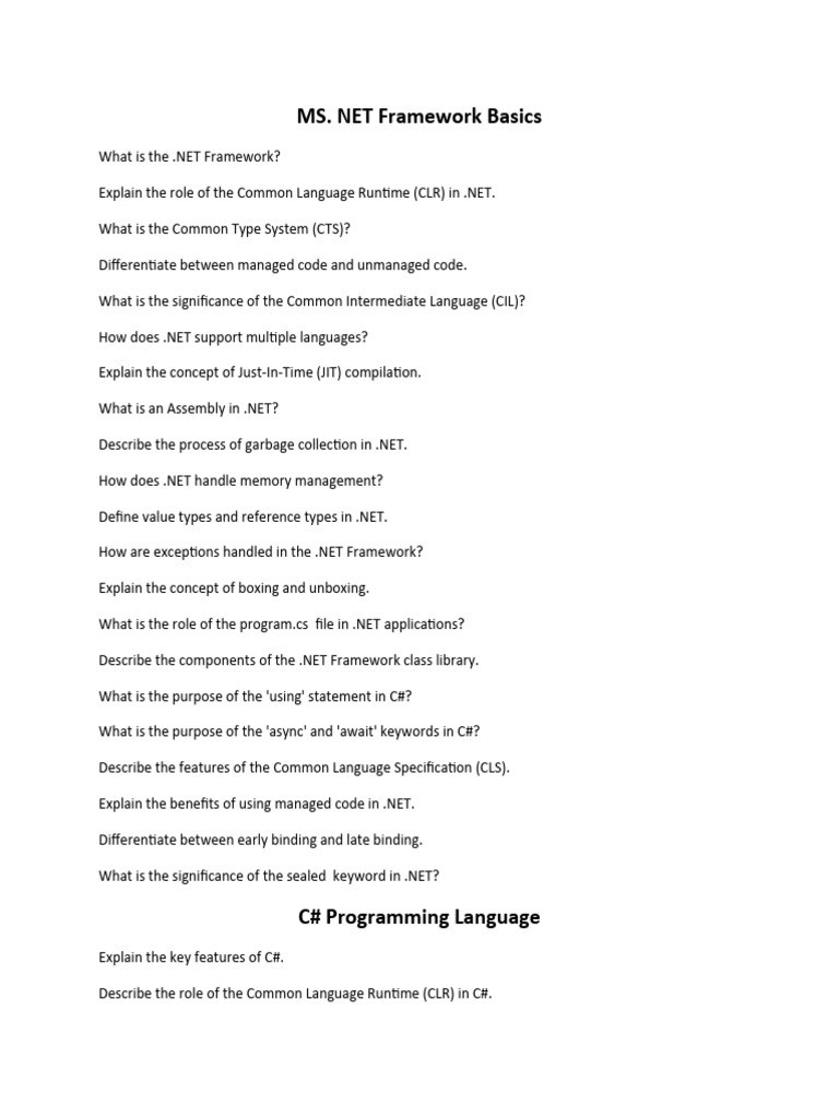 Dotnet Interview Questions From Bits Pillani | PDF | C Sharp (Programming Language) | Language ...