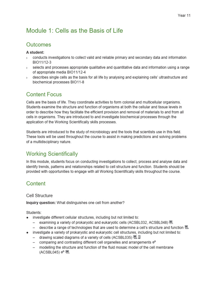 Year 11 Cells: Structure and Function | PDF | Cell (Biology) | Cell Membrane