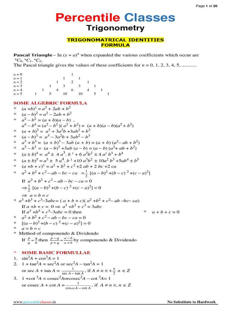 Trigonometry 01 | PDF | Special Functions | Algebra