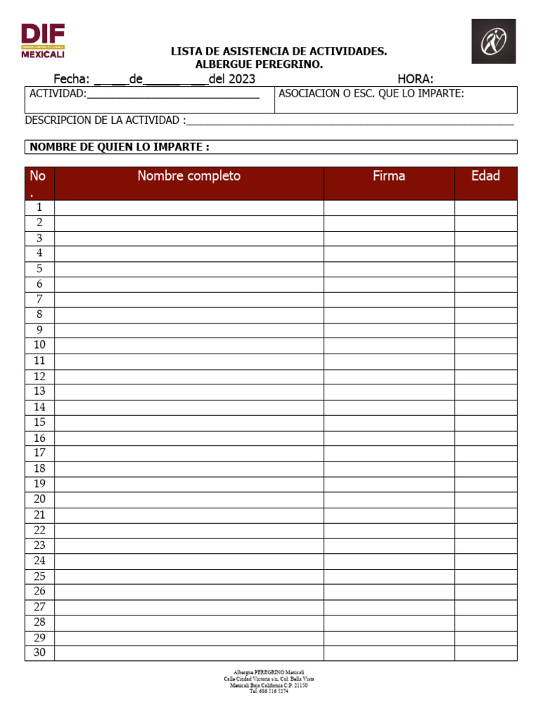 Lista de Actividades Generales | PDF