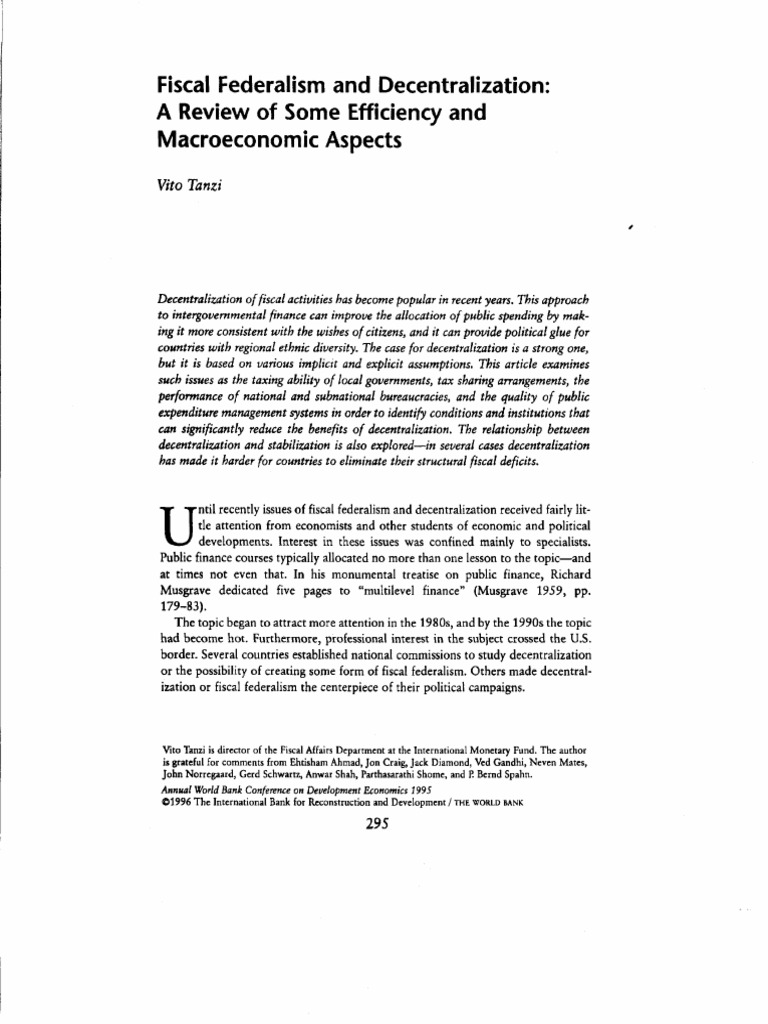 Decentralization and Fiscal Federalism Insights | PDF | Taxes | Fiscal ...