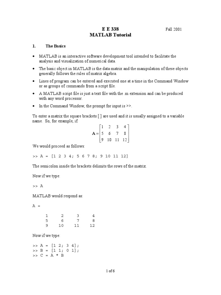 Matlab Tutorial | PDF