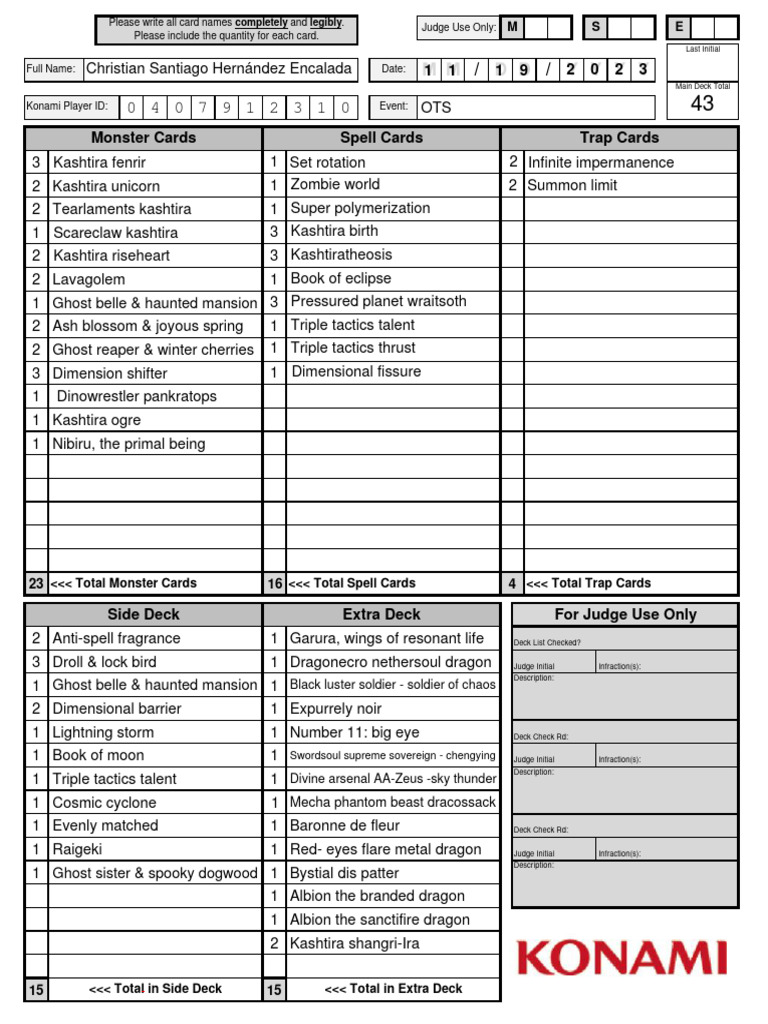 Deck List Konami 2023 | PDF