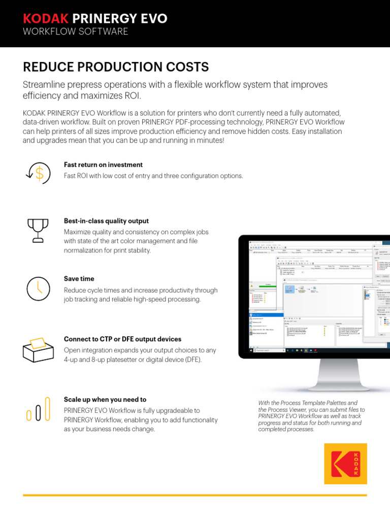 KODAK PRINERGY EVO Workflow Datasheet EN | PDF | Workflow | Windows 10