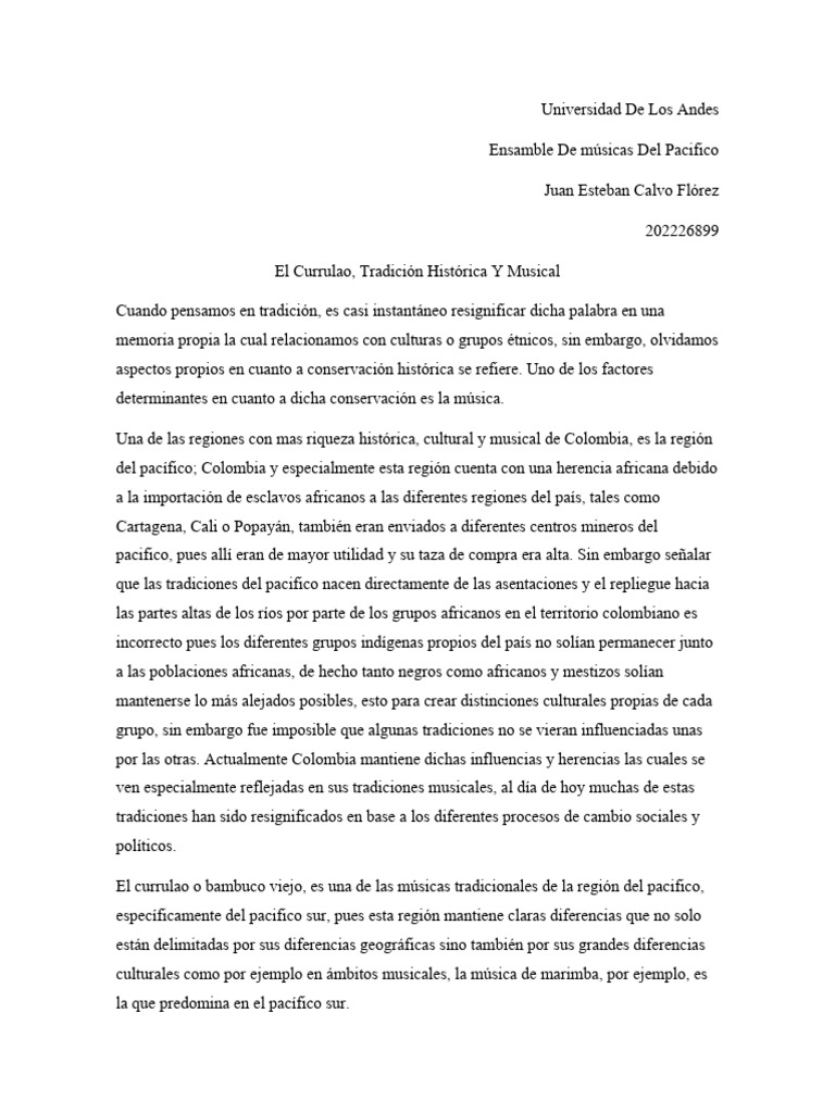 Currulao: Patrimonio Musical del Pacífico | PDF | Colombia | Canciones