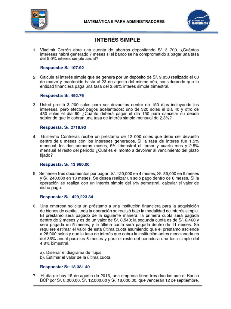 Matematica - Financiera - Interés Simple | PDF | Interés | Bancos