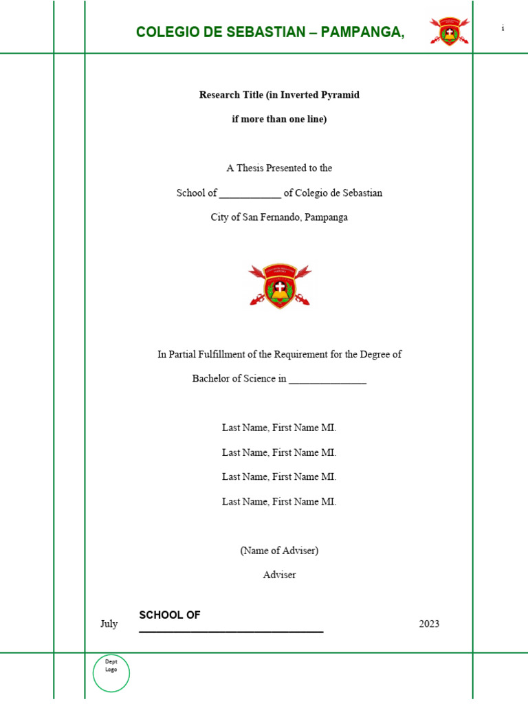 Colegio de Sebastian - Pampanga,: Research Title (In Inverted Pyramid ...
