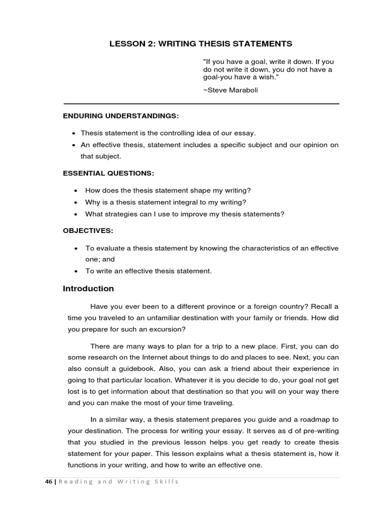 UNIT II Lesson 2 | PDF | Essays | Thesis