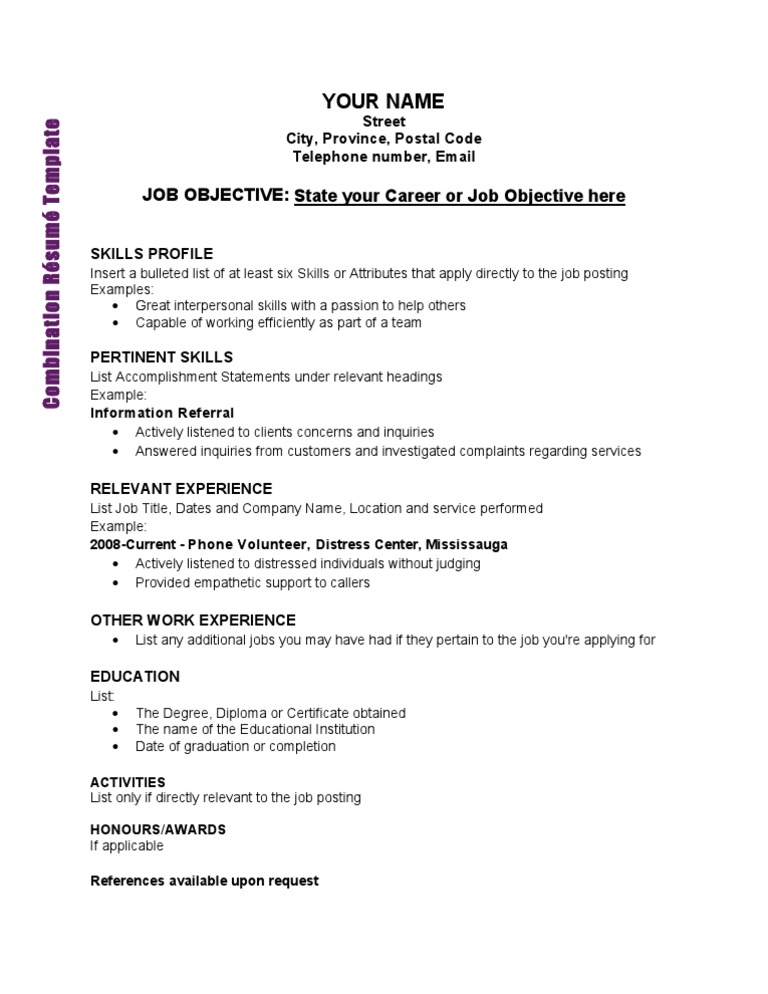 Combination Resume Template | PDF