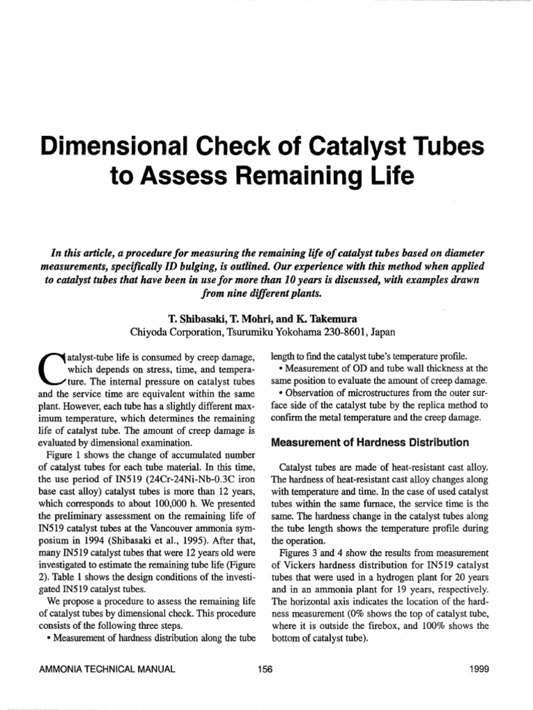 Catalyst Tube Life Assessment Guide | PDF | Creep (Deformation) | Hardness