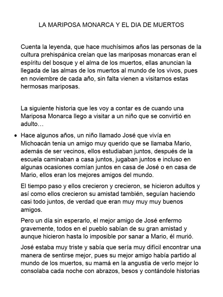 La Mariposa Monarca y El Dia de Muertos | PDF