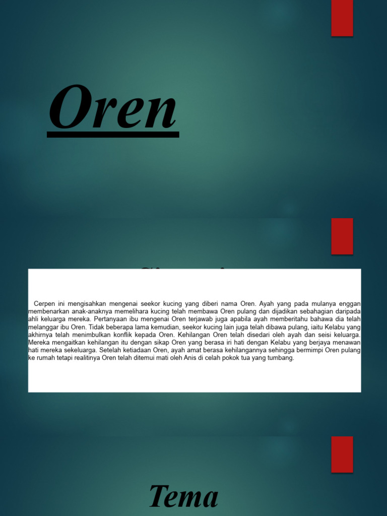 Cerpen Oren Komsas Tingkatan 1 | PDF | Fiksi Misteri, Thriller, & Kejahatan