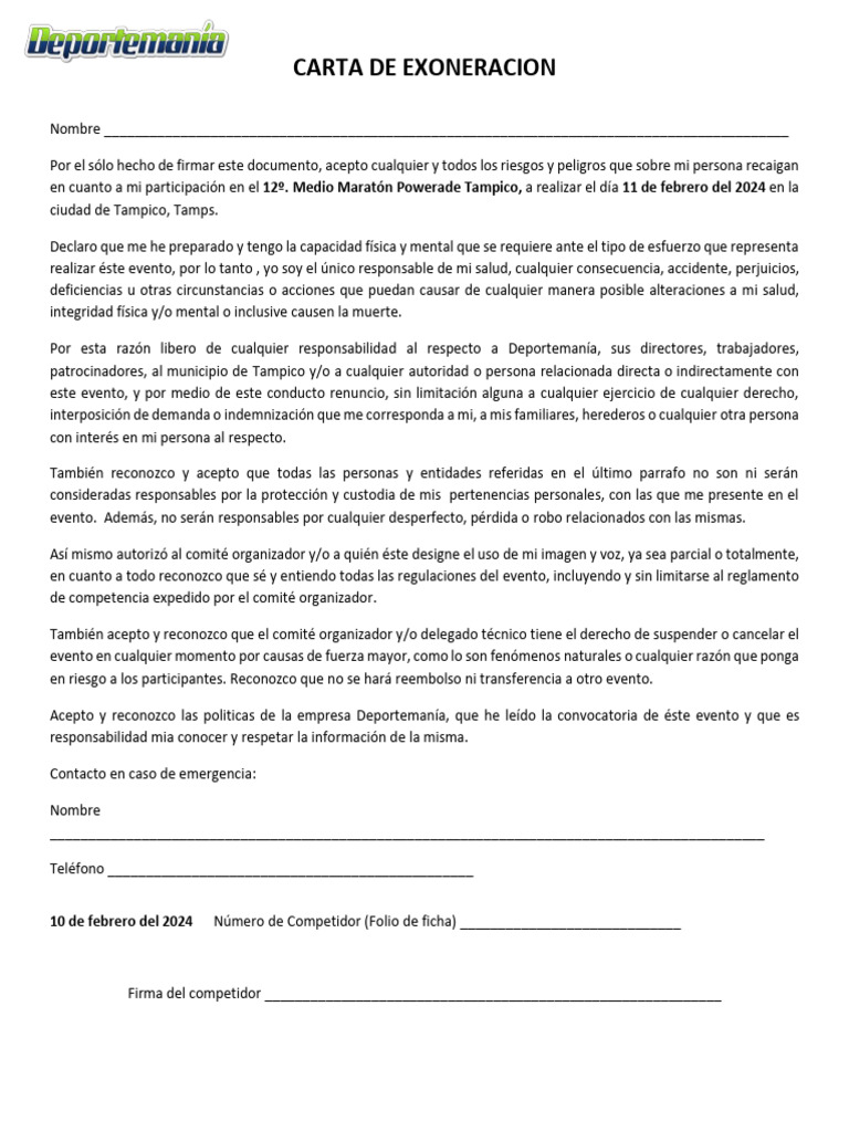 Carta de Exoneracion MM 2024 | PDF