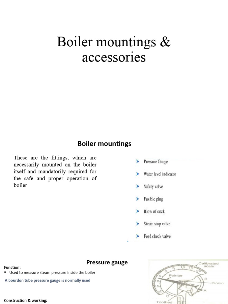 Boiler Mountings and Accessories Overview | PDF | Pump | Boiler