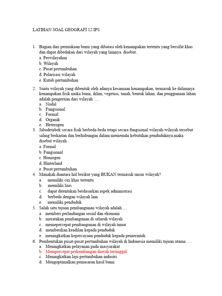 Latihan Soal Geografi 12 Ips | PDF | Sains & Matematika | Teknologi & Rekayasa