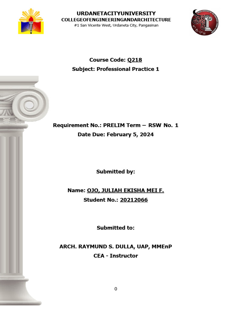 RSW1 - Prof Prac1 | PDF | Architect | Design