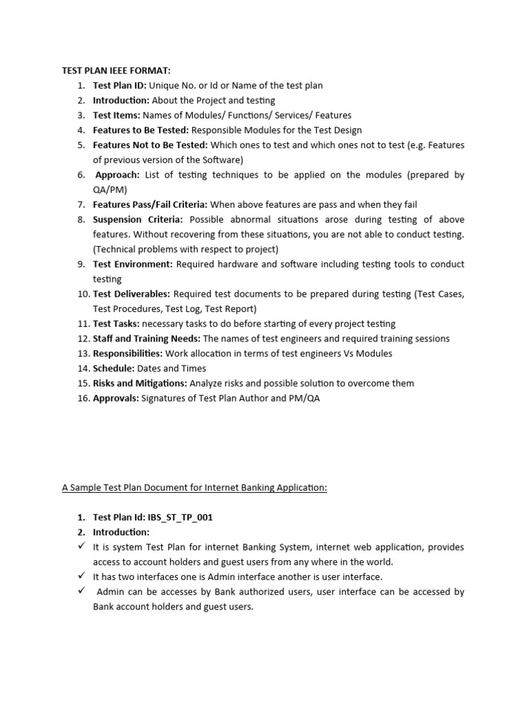 Test Plan Ieee Format | PDF | Banks | Internet