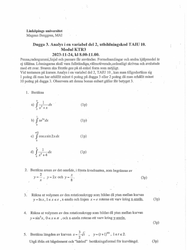 Dugga 3 2023 Med Svar TAIU10 | PDF