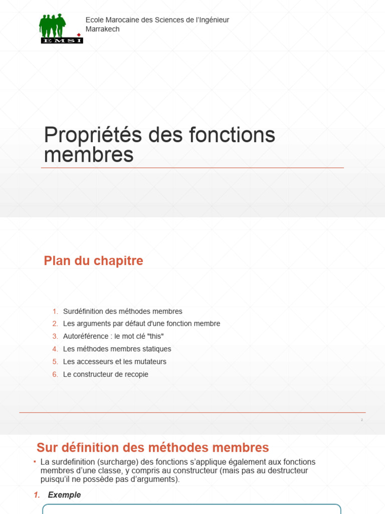 Propriétés des fonctions membres en C++ | PDF | Constructeur (programmation) | Programmation