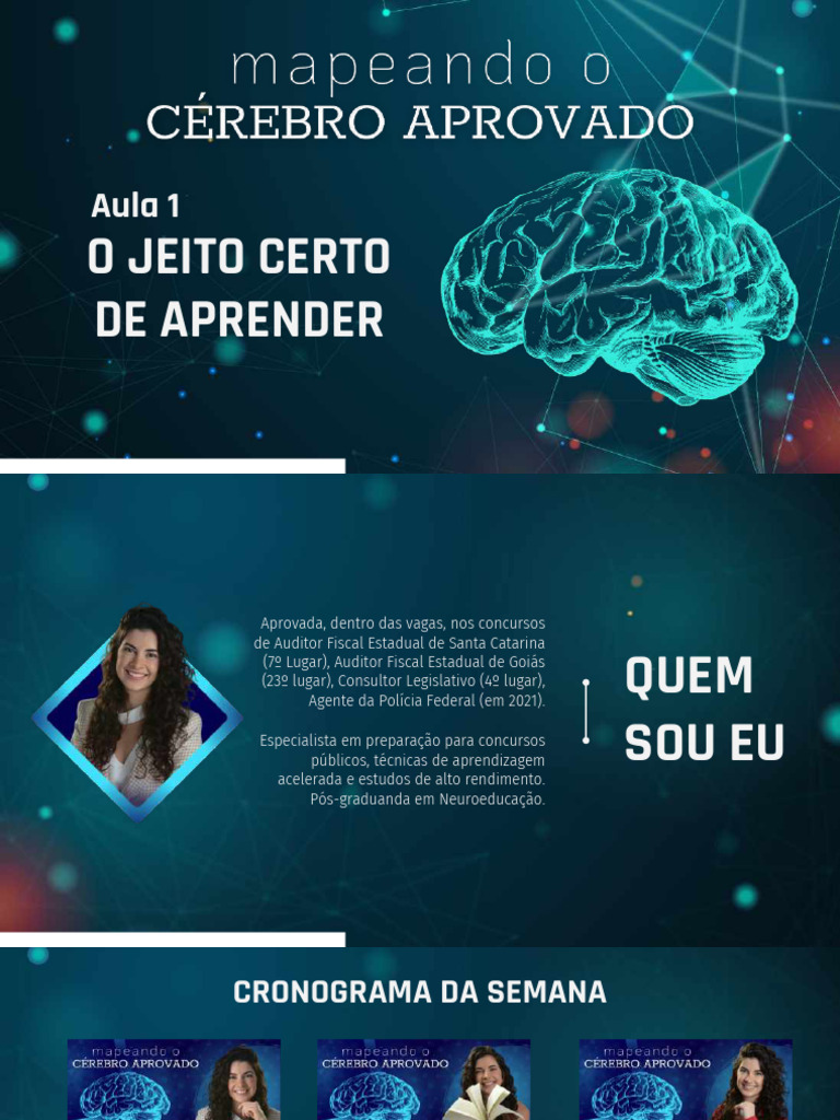 [Mapeando.o.cérebro.aprovado]Aula 01 - O Jeito Certo de Aprender | PDF | Pensamento | Aprendizado