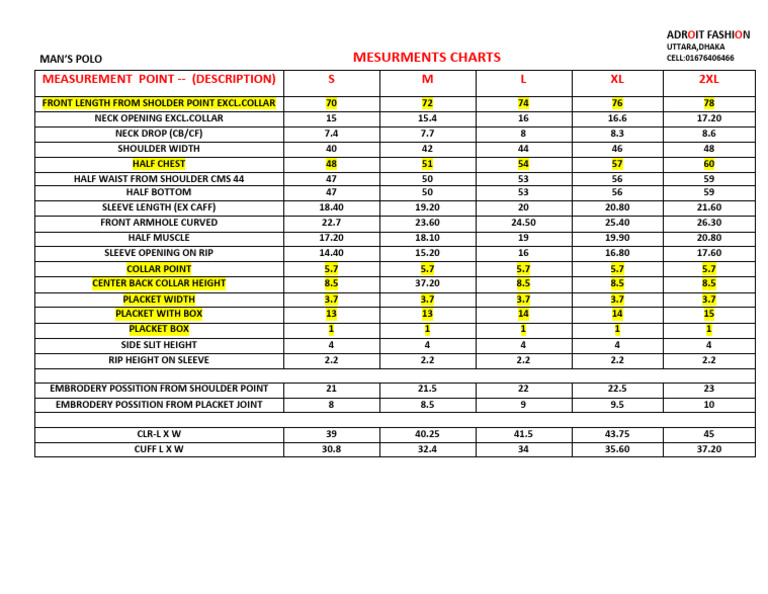 Measurement Sheet | PDF | Shoulder | Clothing