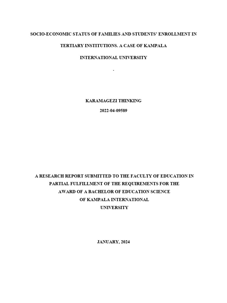 Karamagezi Thinking Report | Download Free PDF | Socioeconomic Status ...