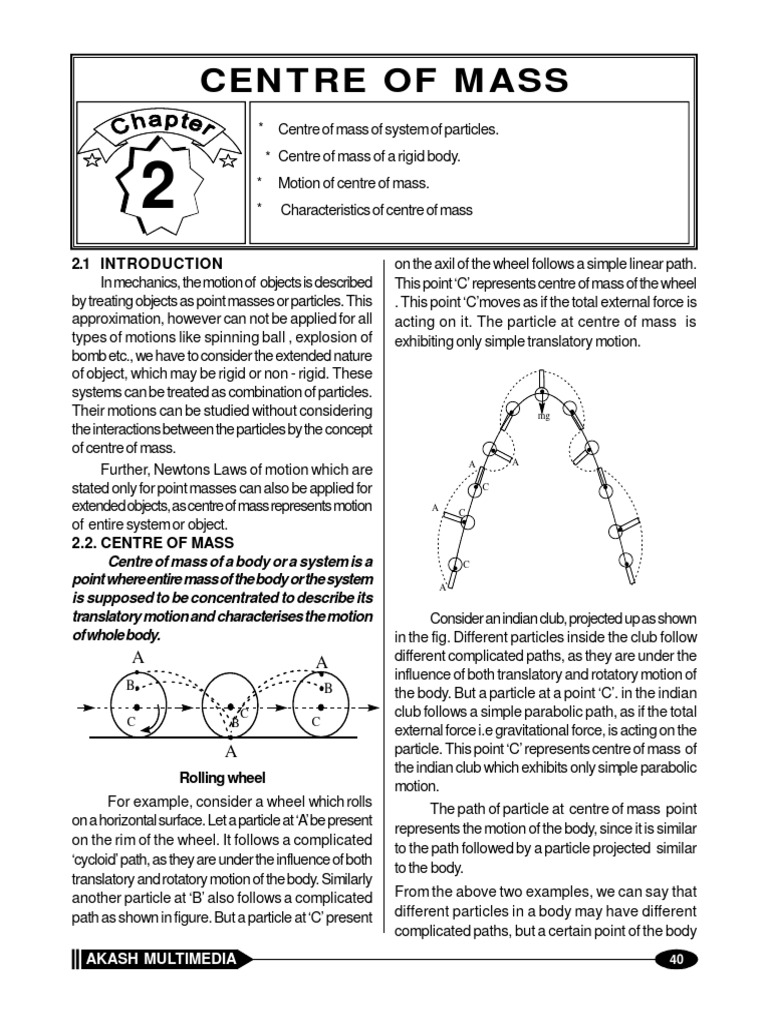 Motion of Centre of Mass in Particles | PDF | Center Of Mass | Mass