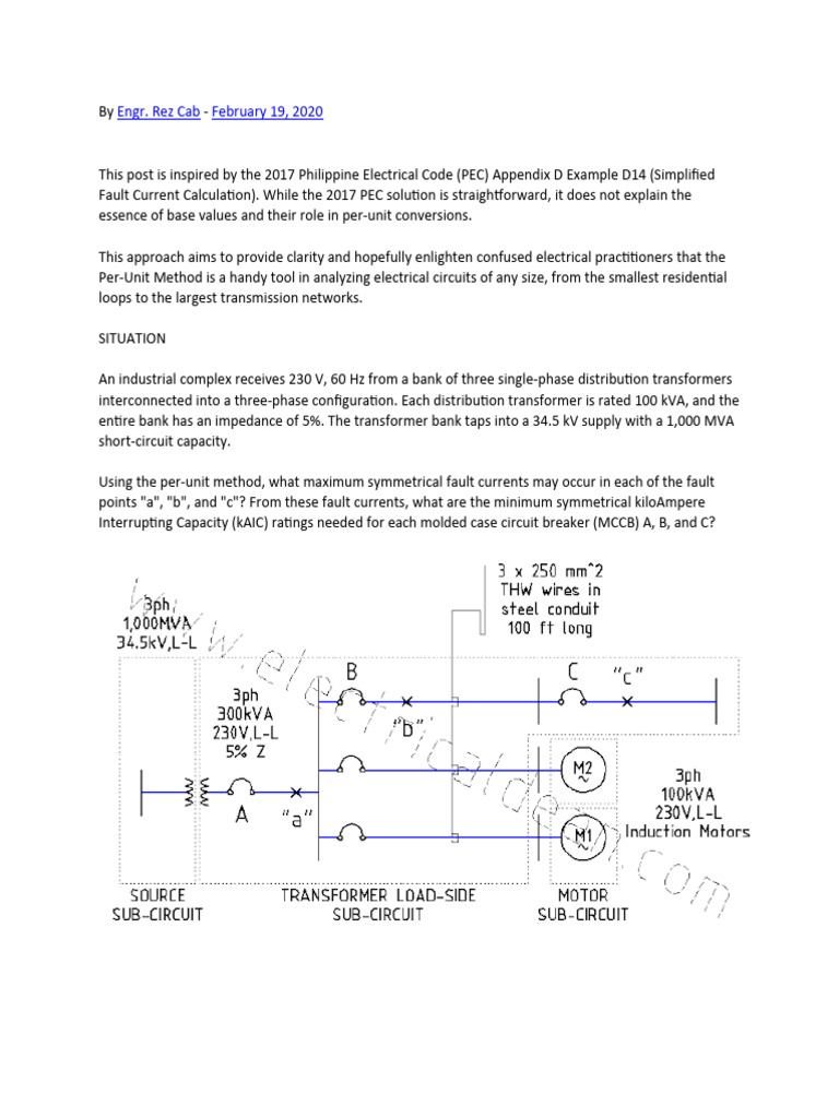 PEC 2017 Short Circuit Calculation Sample | PDF | Transformer ...