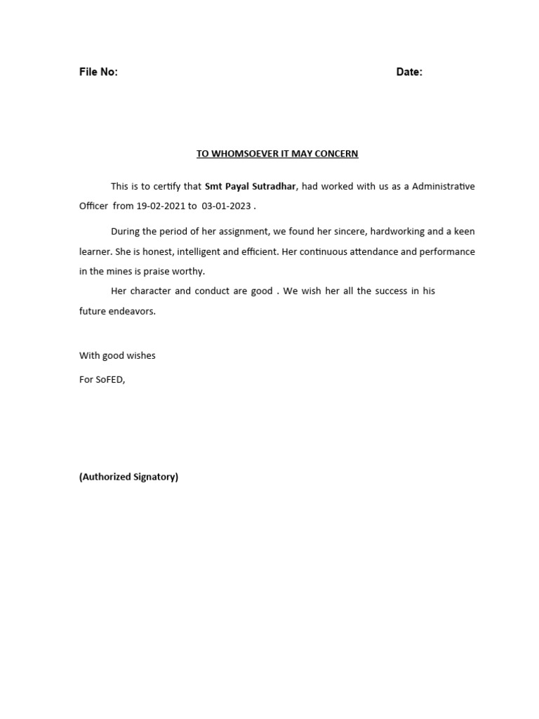 Administrative Officer Experience Certificate | PDF