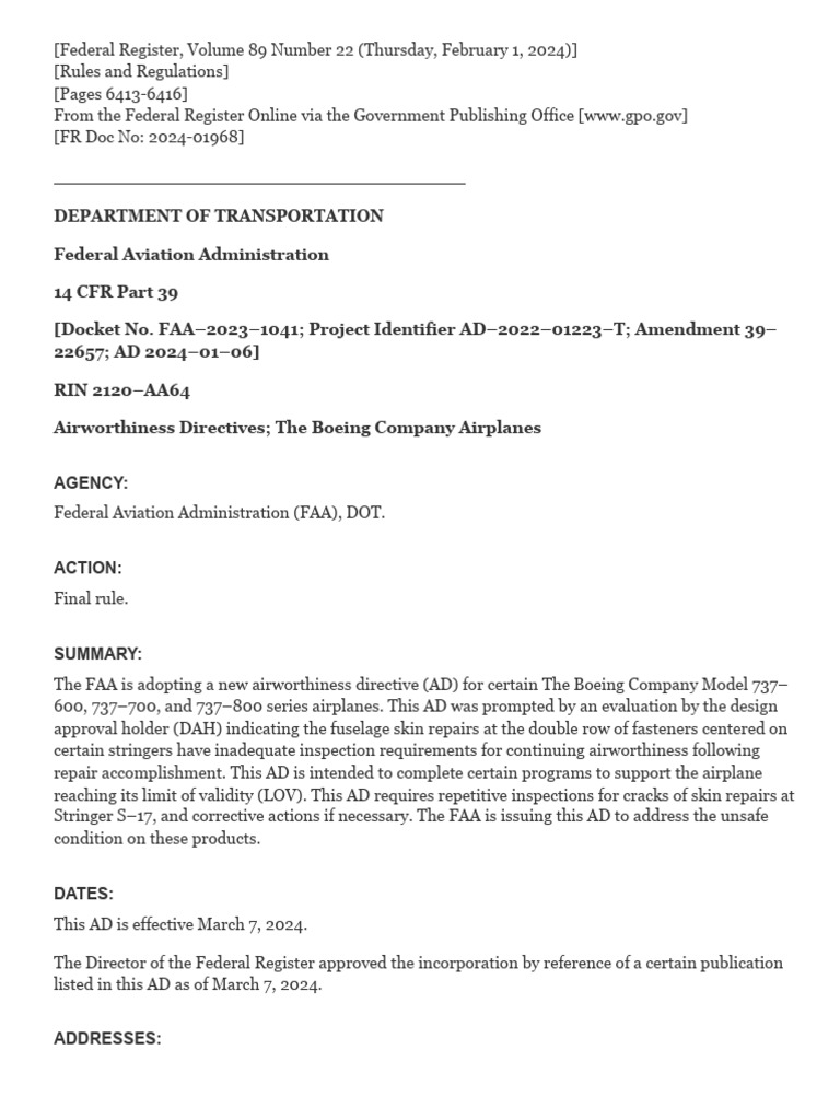 2024-01-06 | PDF | Federal Aviation Administration | Rulemaking
