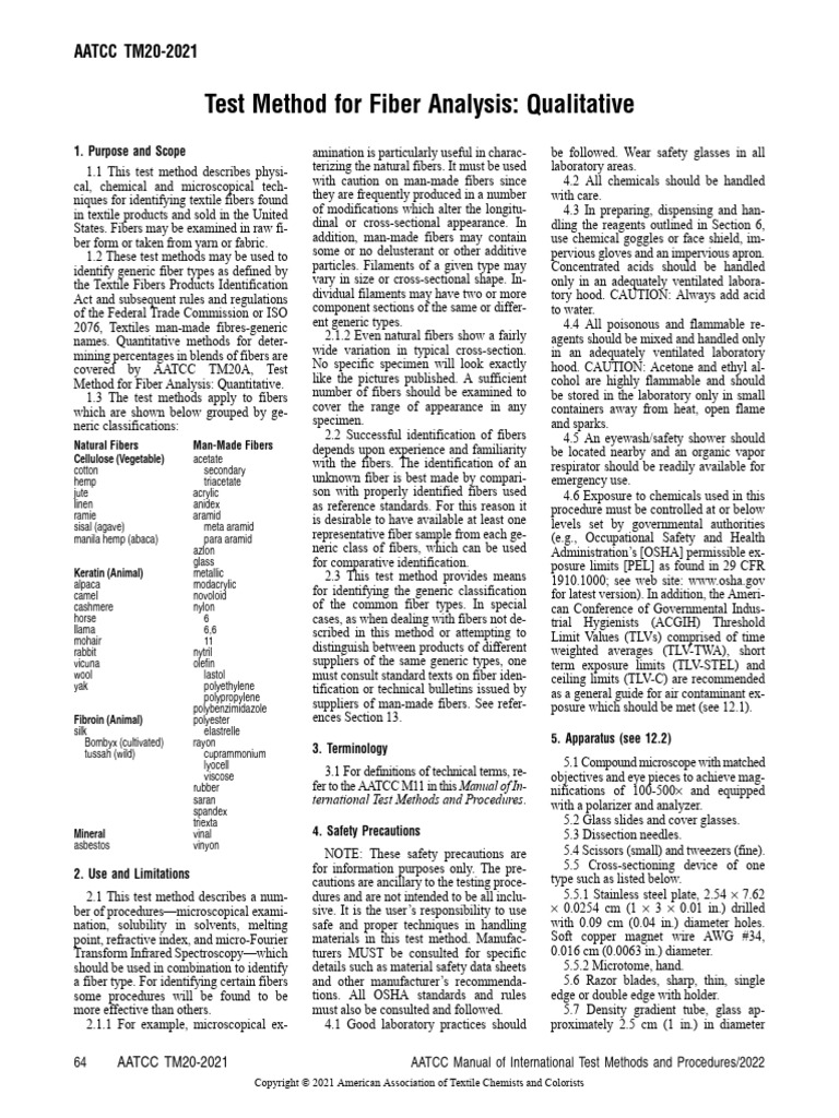 Aatcc TM20-2021 | PDF | Textiles | Dyeing