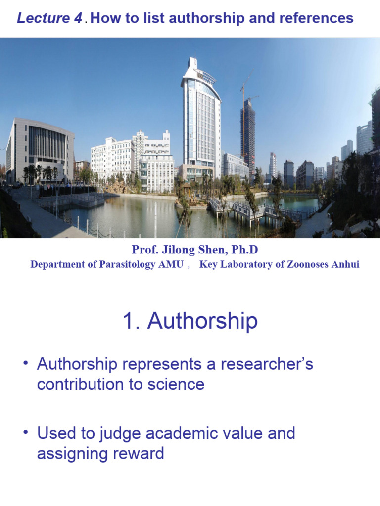 Lecture 4 How To List Authorship Acknowledgement and References | PDF ...