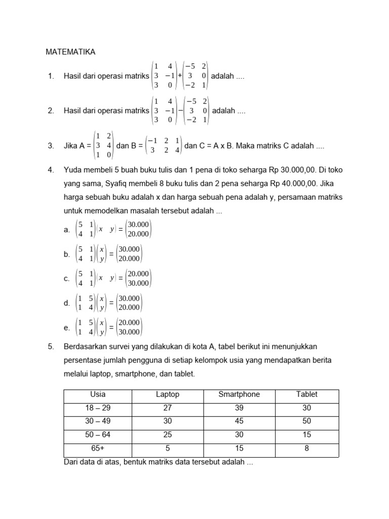 Soal Pas MTK Ganjil Xi | PDF | Metode & Bahan Ajar