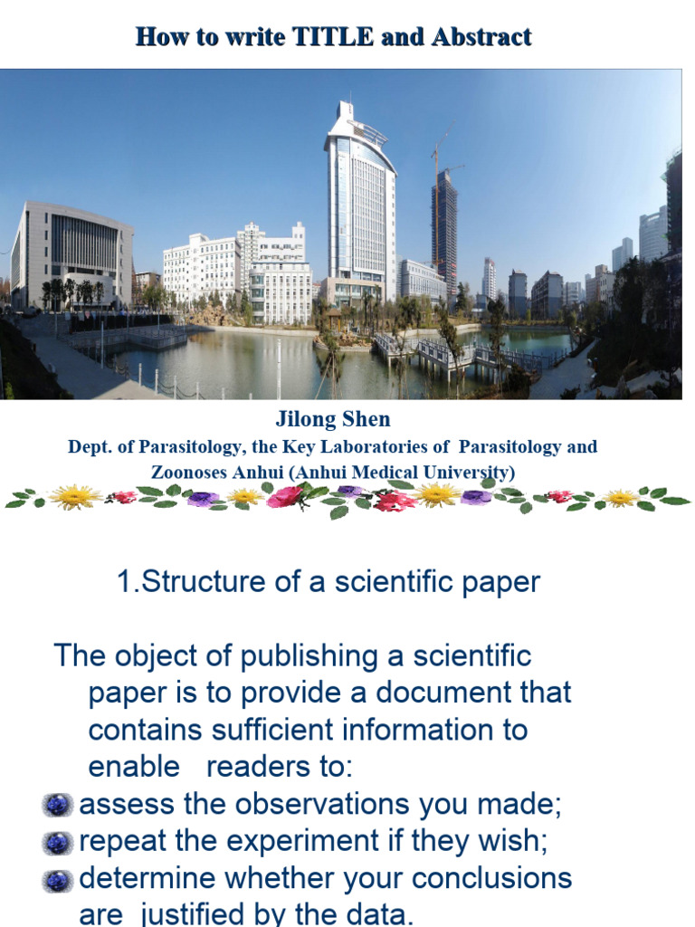 Lecture 3 How To Write Title & Abstract, INTRODUCTION and M&M | PDF ...