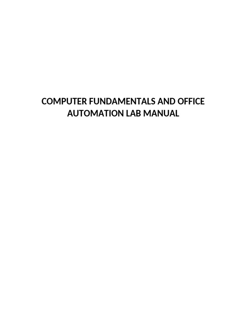 Computer Fundamentals and Ooffice Automation Lab Manual | PDF ...