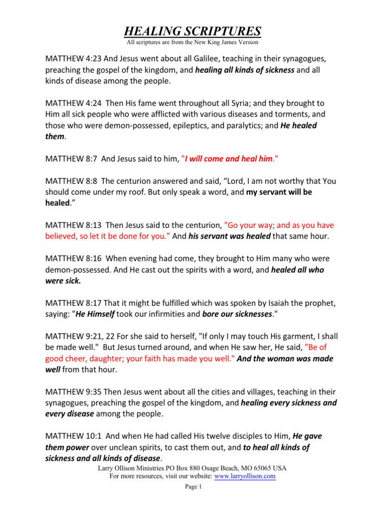 Healing Scriptures from the Gospels | PDF | Gospel Of Matthew | Jesus