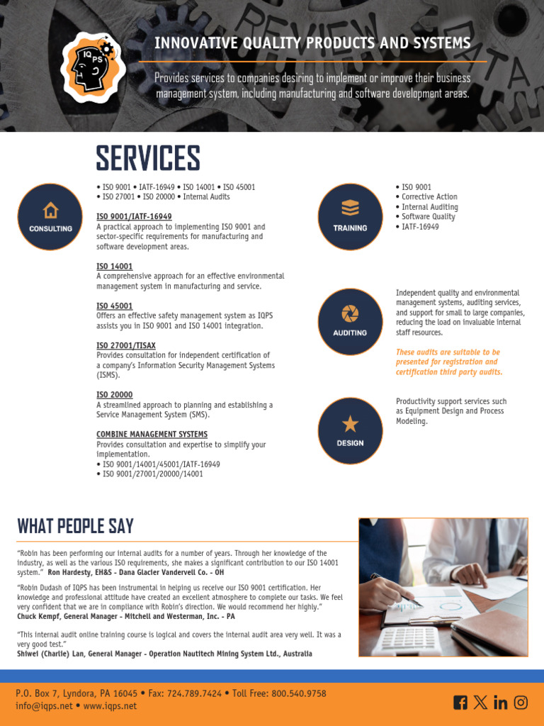 IQPS-Brochure | PDF | Iso 9000 | Internal Audit