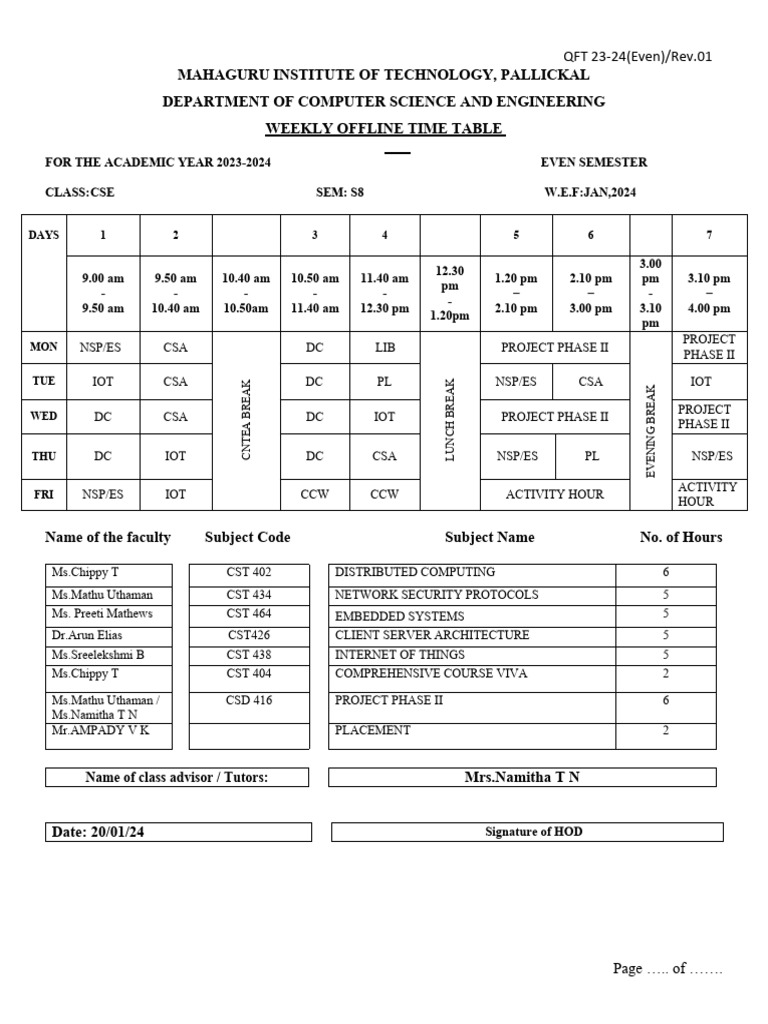 Updated s8 Cse 23-24 Even | PDF | Computer Science | Communications Protocols