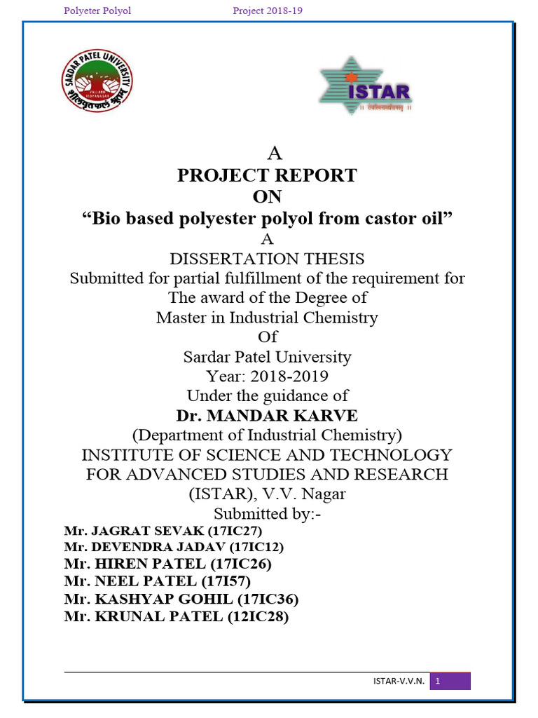 Project Report 4sem | PDF | Polyurethane | Polyester