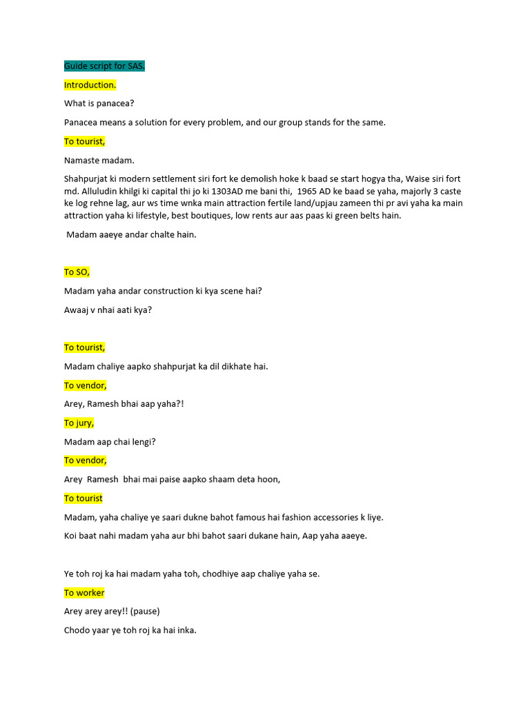 Guide Script For SAS | PDF | Travel