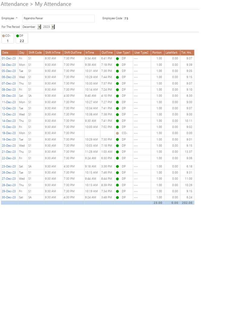 View Attendance | PDF