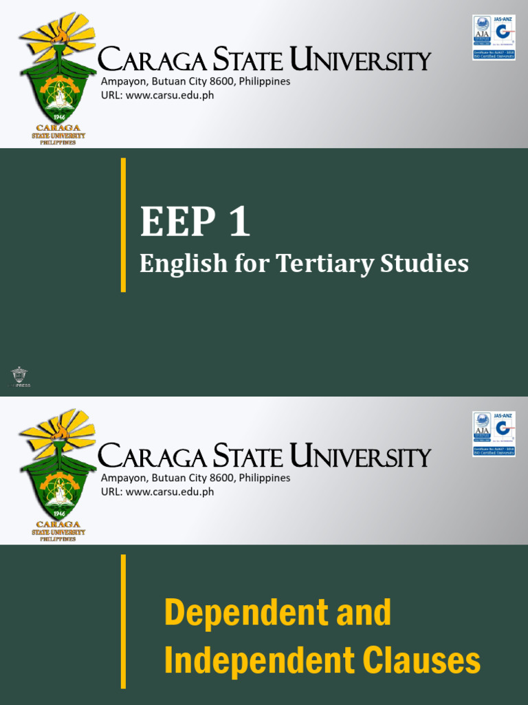 E1. EEP 1 Dependent and Independent Clauses PPT | PDF | Clause | Sentence (Linguistics)