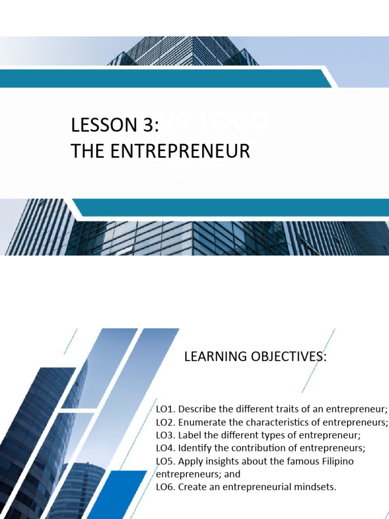 Lesson 3 The Entrepreneurs 1 | PDF | Entrepreneurship | Intelligence