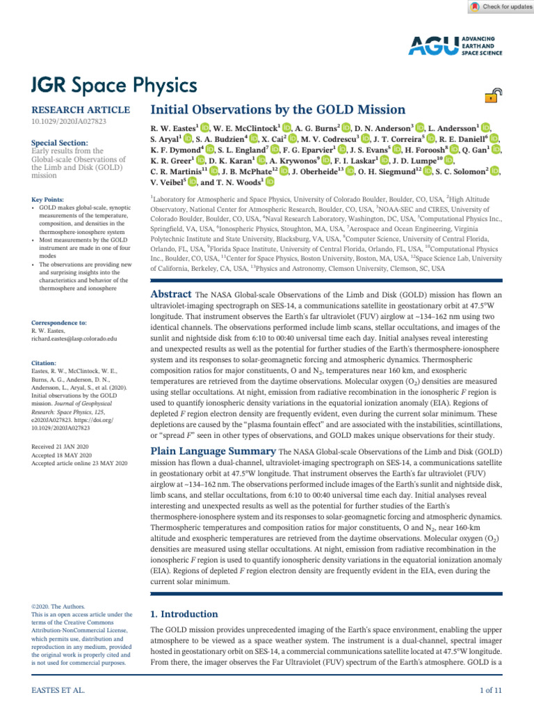 Gold Data | PDF | Ionosphere | Spectral Line
