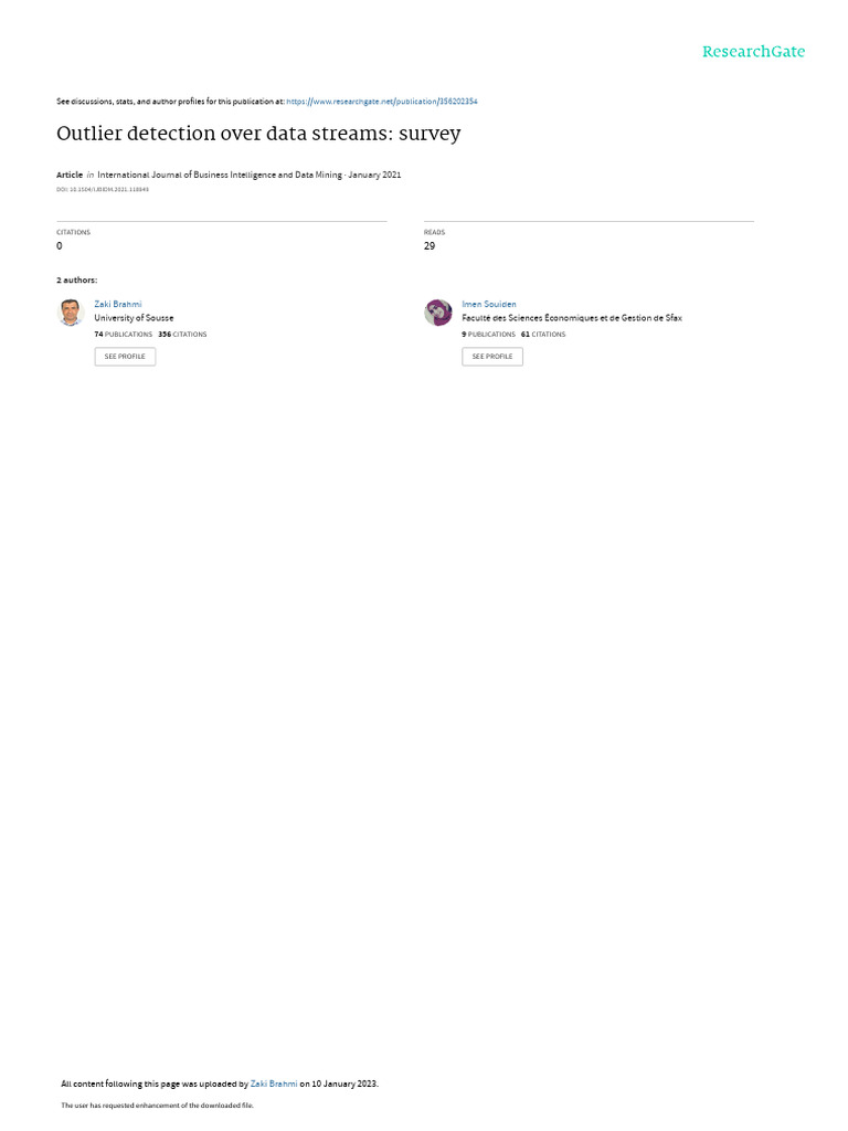 Outlierdetectionoverdatastreams Survey Pdf Cluster Analysis Outlier
