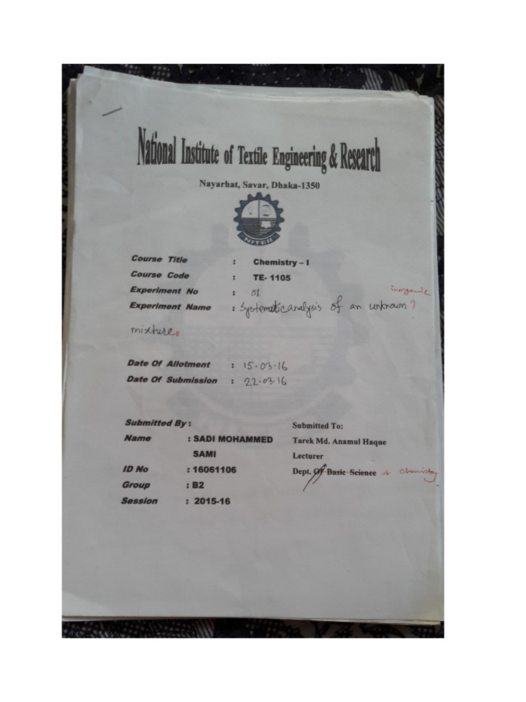 Chemistry Corrected Lab Report | PDF