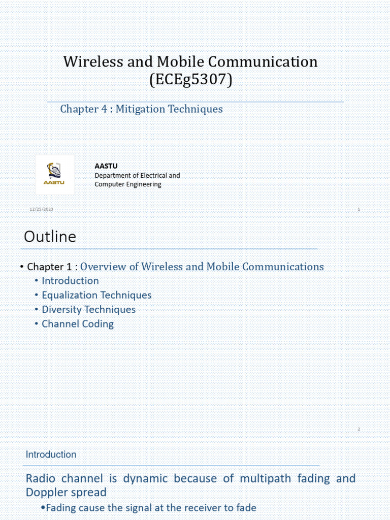 Chapter 4 - 44mitigation Techniques (ECEg5307) | PDF | Mimo | Equalization (Audio)