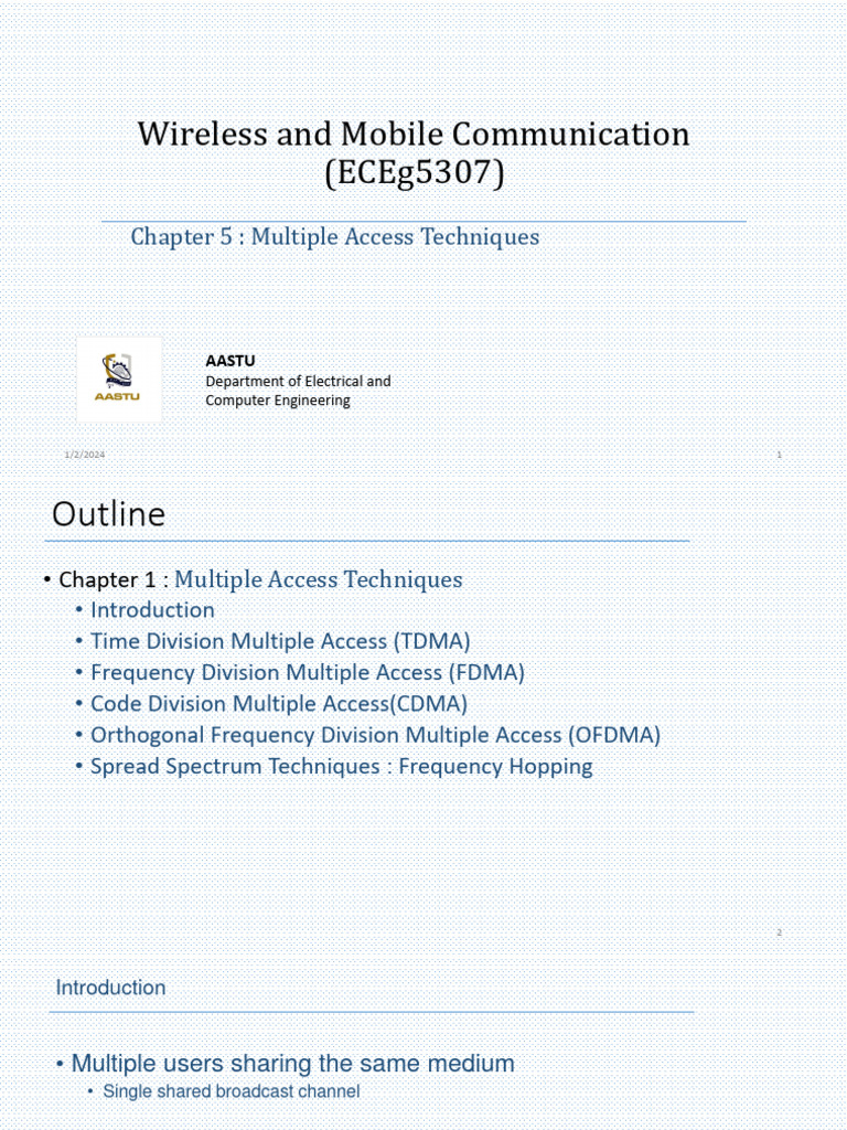 Chapter 5 - 55multiple Access Techniques | PDF | Channel Access Method | Orthogonal Frequency ...